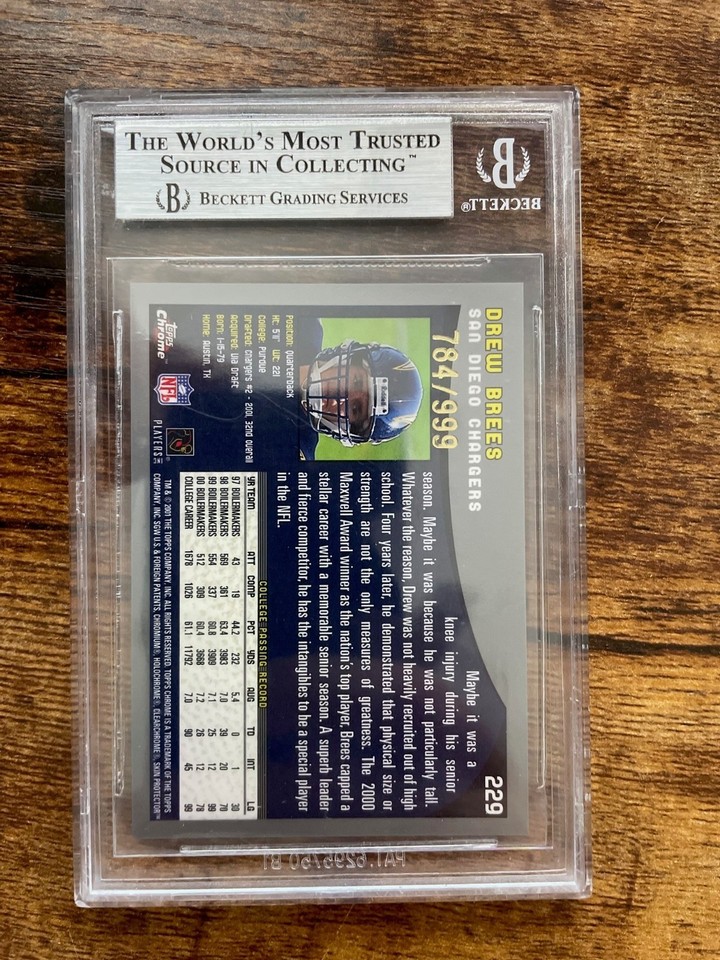2001 Topps Chrome DREW BREES #229 BGS 9 .5 from a 9.5!!!! | eBay