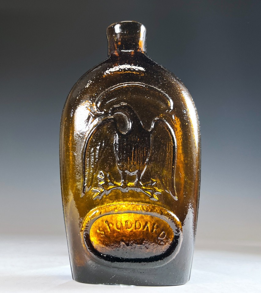 Fine Antique Stoddard Glass Double American Eagle Flask Bottle | eBay