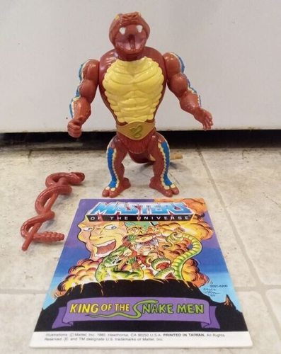 1985 Vintage Rattlor Taiwan Yellow Neck Complete w/ comic He-man MOTU ...