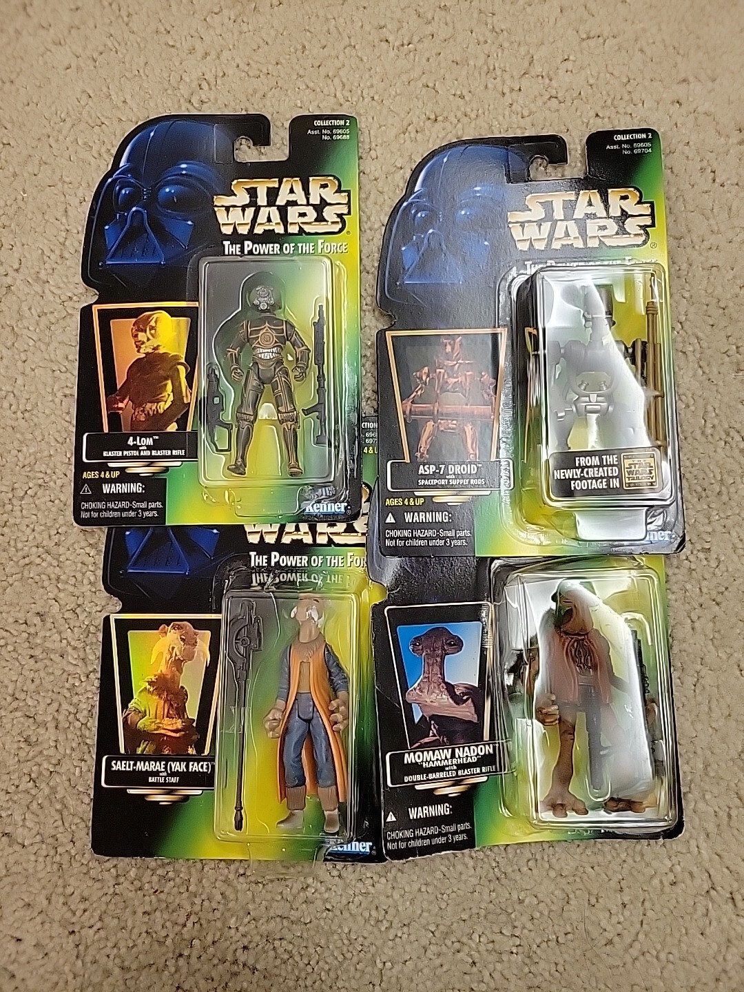 Star Wars The Power Of Force X4 Lot Figures Momaw Nadon 4-Lom ASP-7 ...