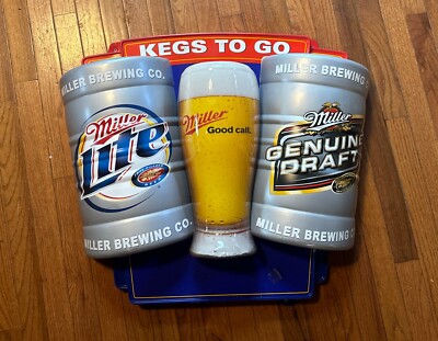Miller Kegs To Go Beer Advertising Sign With Kegs & Beer Glass 26x23 ...