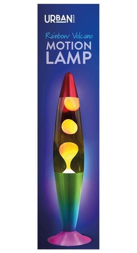 16" Rainbow Lava Motion Volcano Lamp, White Wax, Rainbow Painted Metal ...