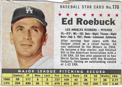 1961 POST - #170 ED ROEBUCK (DODGERS)!! GREAT CARD!! | eBay