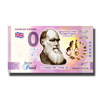 0 Pound Souvenir Banknote Charles Darwin United Kingdom Colour GBAN ...