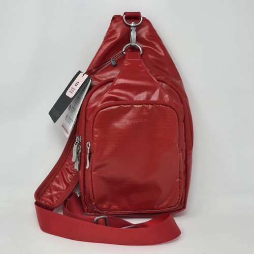 baggallini Central Park Sling Bag Red Gloss Ripstop NWT Crossbody Purse ...