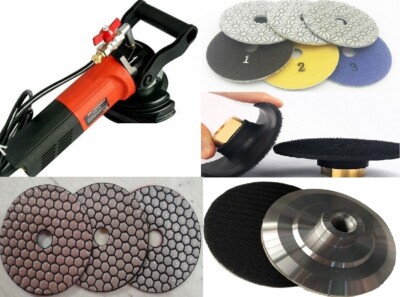 stone wet polisher grinder 4" 5"- 3 Step polish pad 24 PC granite ...