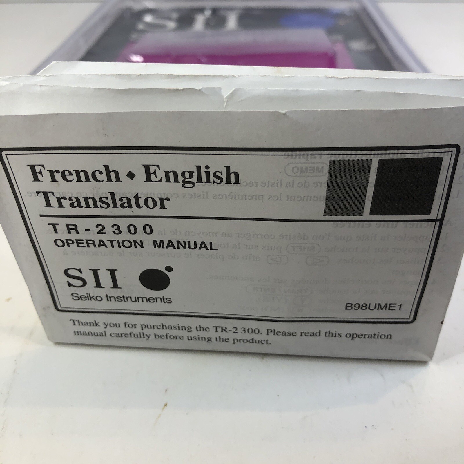 Seiko Instruments French English Translator SII TR-2300 Handheld ...