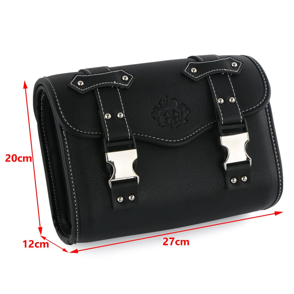 Black Motorcycle Saddlebags PU Tool Luggage Bar Bags Storage for Harley Dyna | eBay