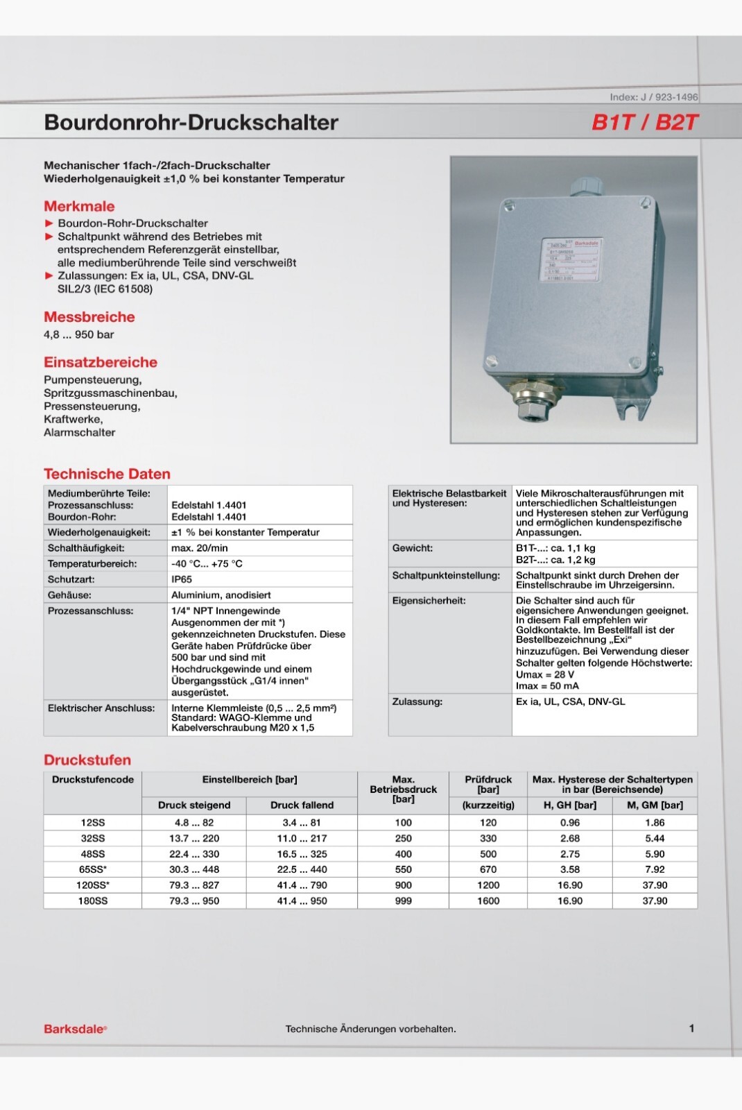 Bourdonrohr-Druckschalter B2T | eBay.de