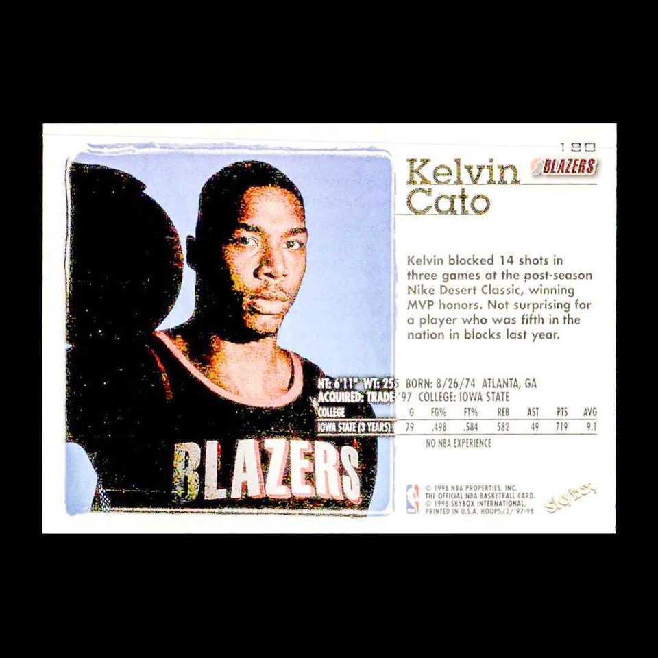 Kelvin Cato 1998-99 Hoops Portland Trail Blazers #190 R331E 21 | eBay