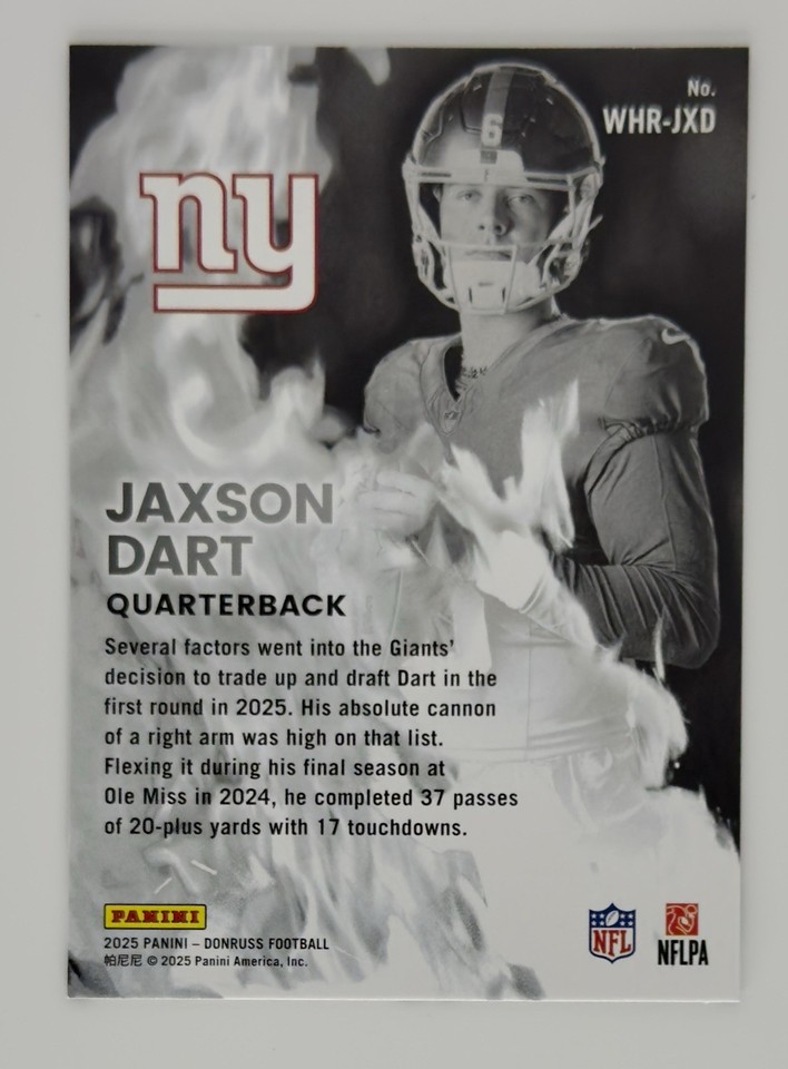 Donruss White Hot Rookies - Jaxson Dart New York Giants Rookie | eBay