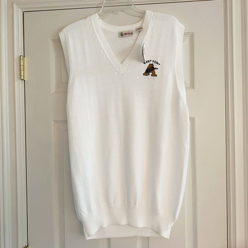 West Point Vintage USMA V Neck Pullover Sweater Knit Vest White Mens XL ...