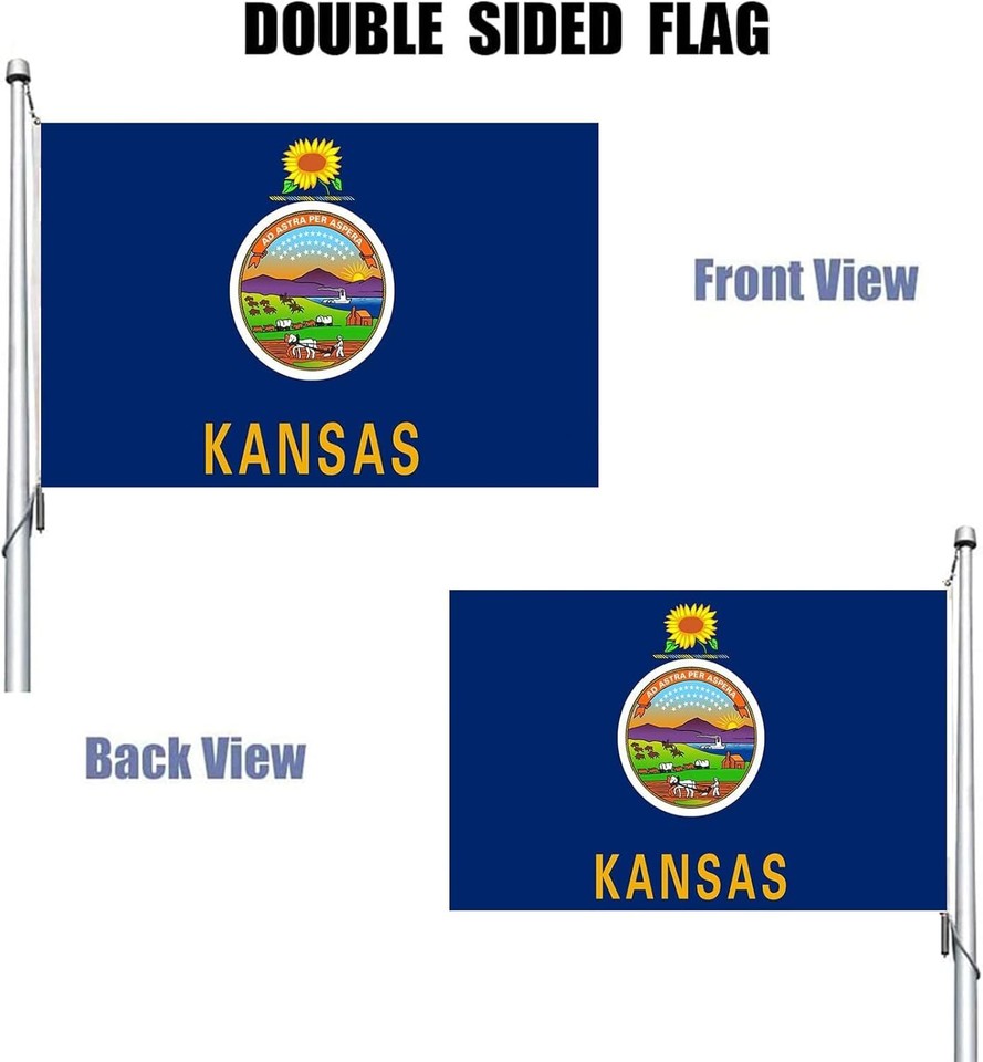 Kansas Flag 3x5 Outdoor Double Sided - Heavy Duty 3Ply Polyester | eBay