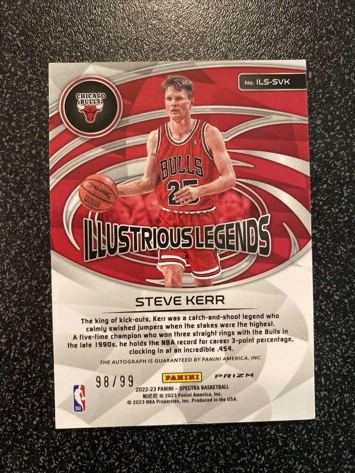 Steve Kerr 2022-23 Panini Spectra Illustrious Legends Autograph Auto ...