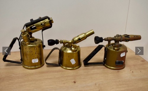 3 Antique Vintage Brass Blow Torches. Polished Paraffin Burner | eBay