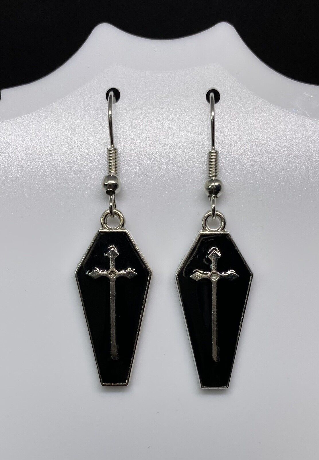 COOL COFFIN & CRUCIFIX EARRINGS GOTHIC HALLOWEEN PUNK ROCKABILLY EMO ...