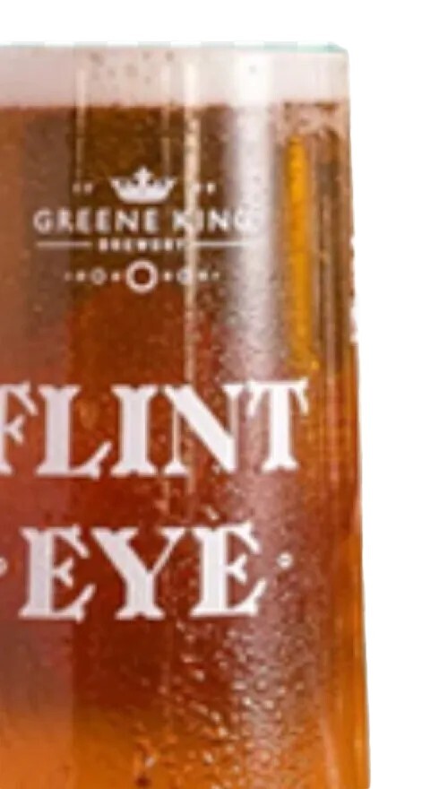 GREENE KING FLINT EYE CRAFT LAGER PINTGLASS 20oz BIRTHDAY CHRISTMAS ...