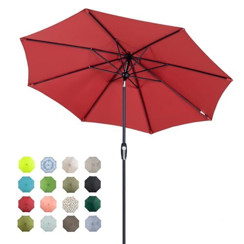 Patio Market Outdoor Table Umbrella with Auto Tilt and 9ft Rust Red | eBay
