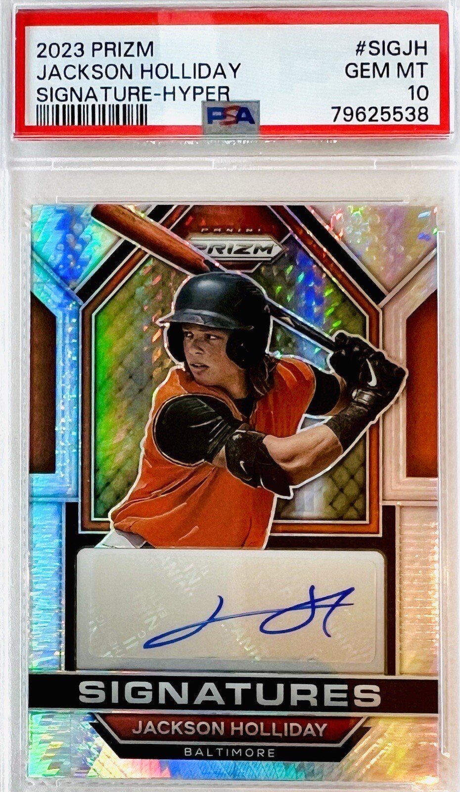 2023 Panini Prizm Jackson Holliday RC Auto Signature Hyper SP PSA 10 💎 ...