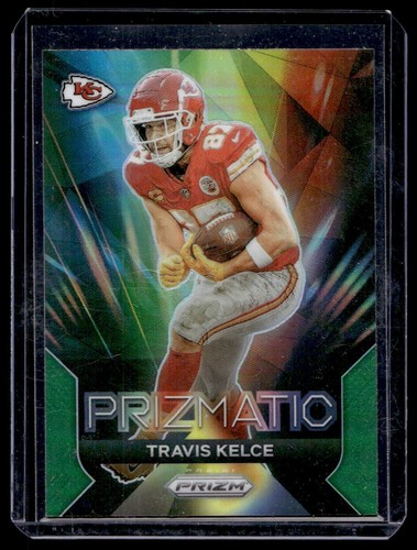 2023 Panini Prizm Travis Kelce Green Prizmatic #10 Kansas City Chiefs ...