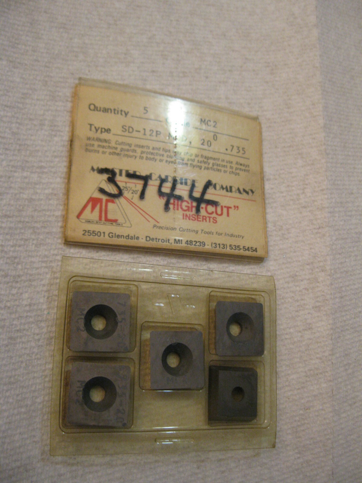 Master Carbide Company SD-12P MOD. 20 Deg MC2 Carbide Insert Lot of 5 ...