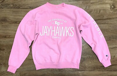 Kansas Jayhawks Pink Sweater KU Lawrence KS Champion Eco Womens Size ...