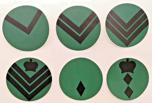 Rank Stickers for NBC CBRN Suit Various Ranks Black On Green - NEW ...