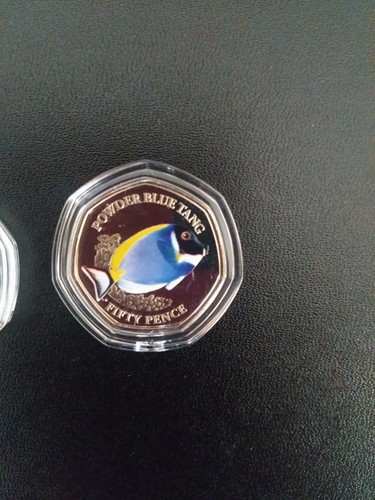 2021 BRITISH INDIAN OCEAN TERRITORIES 50p FULL COLOURED TROPICAL FISH ...