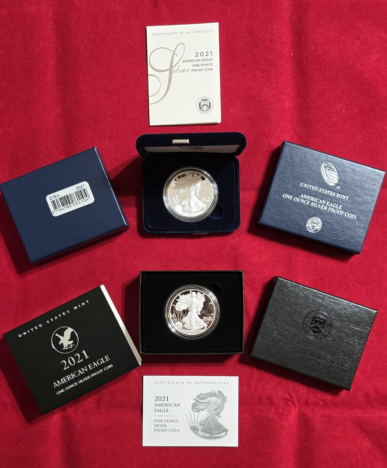 2021 W American Silver Eagle T-1 T-2 S$1 Proof 2-Coin Set in OGP/COA ...