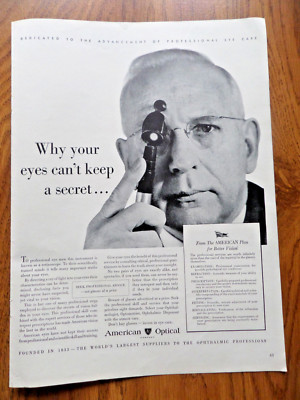 1943 American Optical Ad Why Your Eyes can't Keep a Secret | eBay