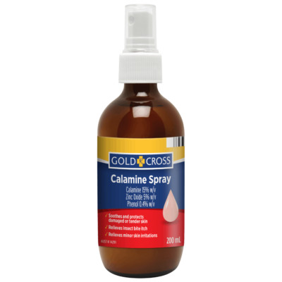 Gold Cross Calamine Spray 200mL Soothing Relief from Stings Rashes ...