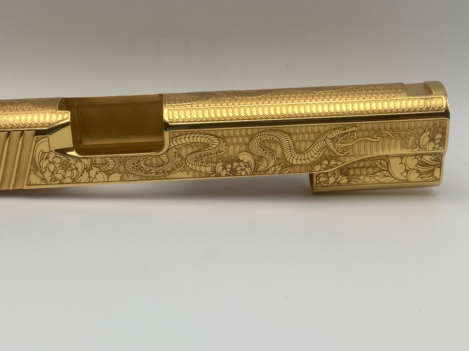 Deep laser engraved 1911 government slide and accents kit 24k gold ...