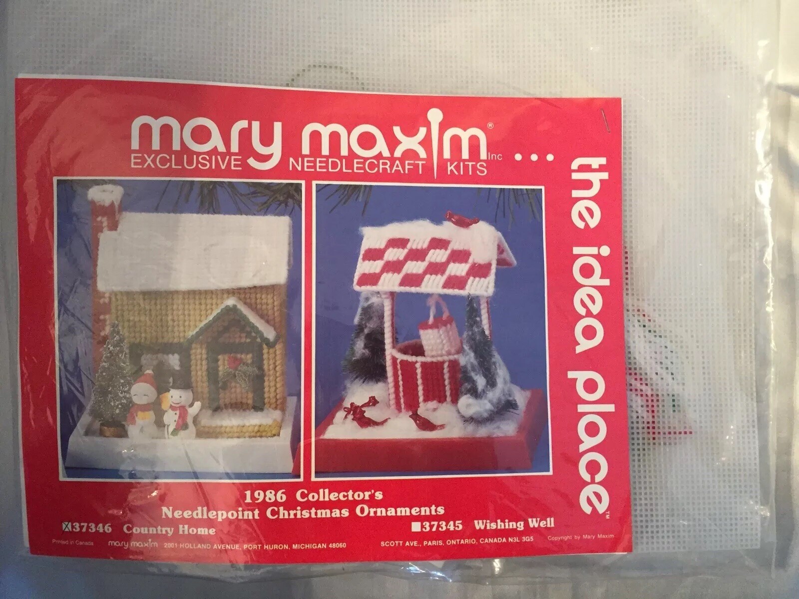 New 1986 Mary Maxim Needlepoint Christmas Country Home Plastic Canvas ...