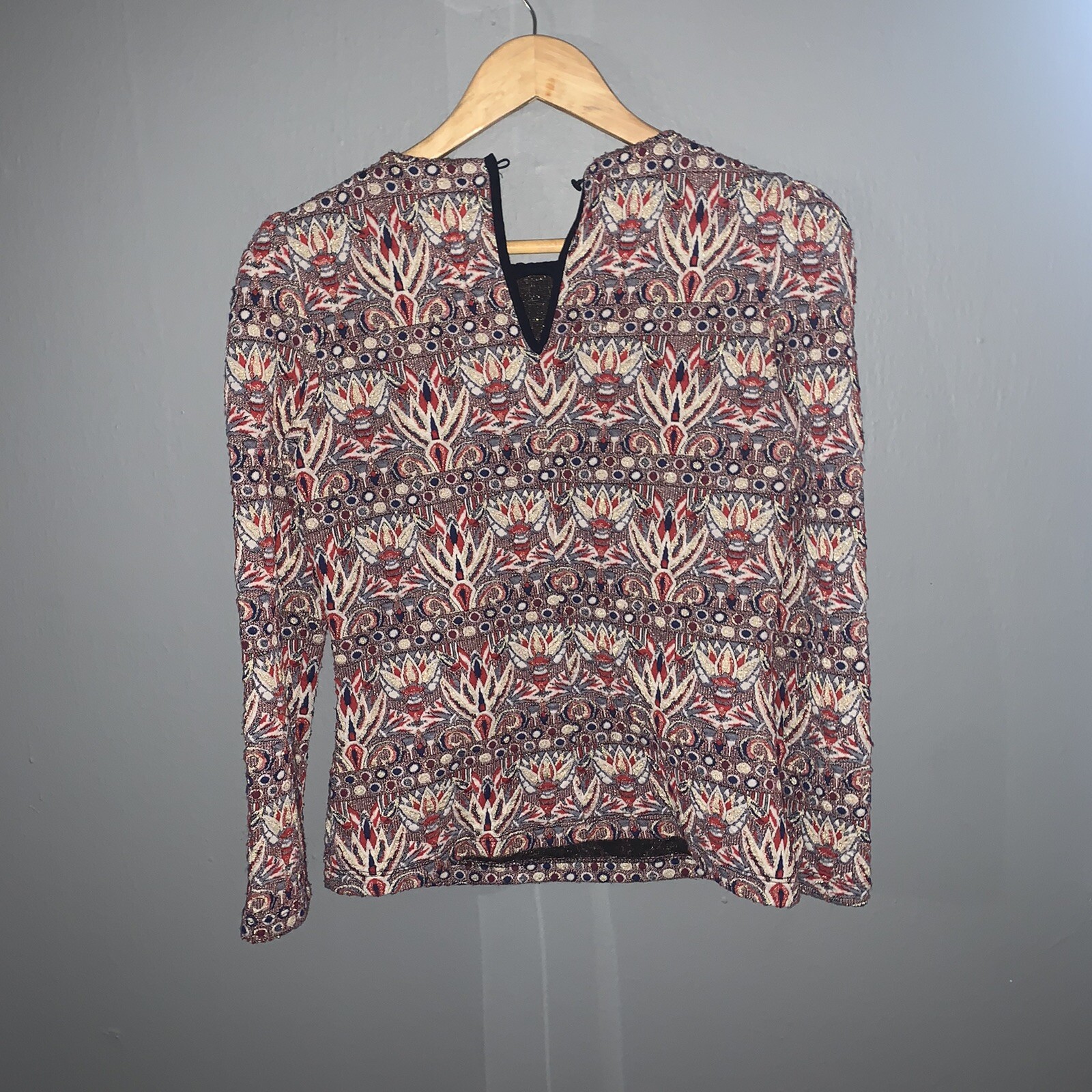 Zara Shiny Jacquard Metallic Keyhole Back Sweater Top | eBay