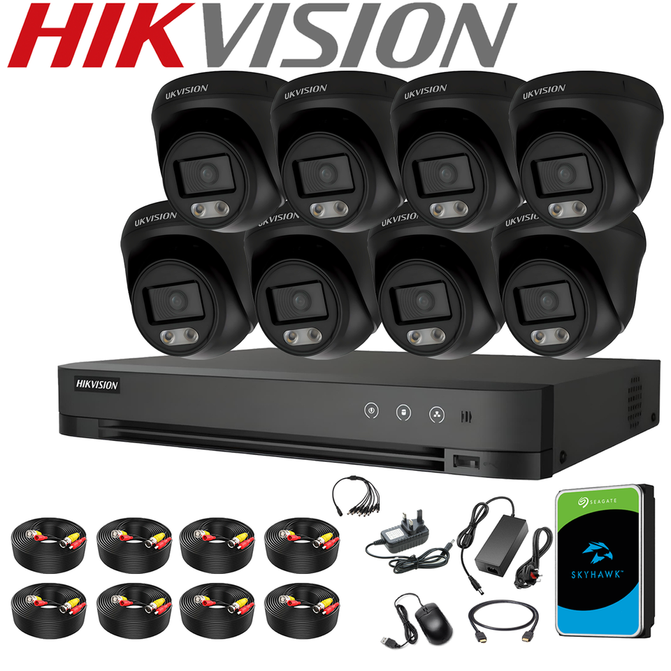 HIKVISION CCTV SECURITY SYSTEM 5MP AUDIO MIC Black CAMERA ColorVu Night ...