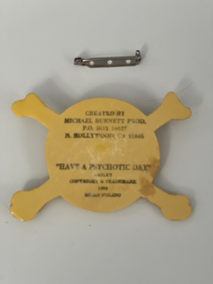 Chaos! Comics 1992 Psychotic Day Smiley Resin Button Pin Evil Ernie ...