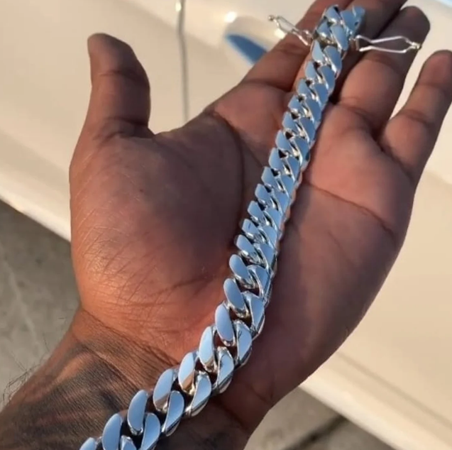 Real Solid 925 Sterling Silver Miami Cuban Mens Boys Chain Bracelet or ...