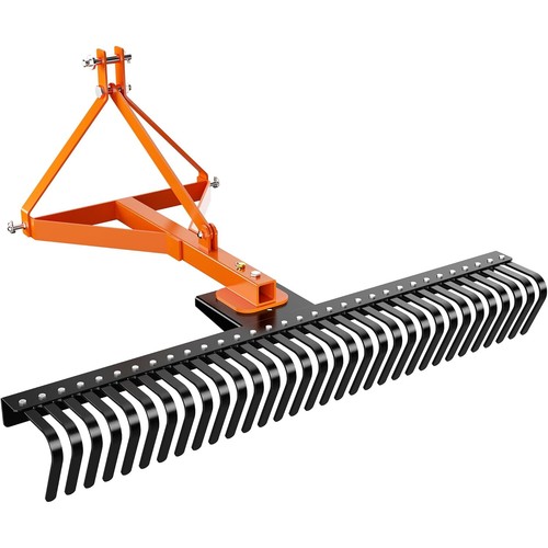 3 Point 5 FT Landscape Rake, Heavy Duty 60" Tow Behind Garden Tool, 360 ...