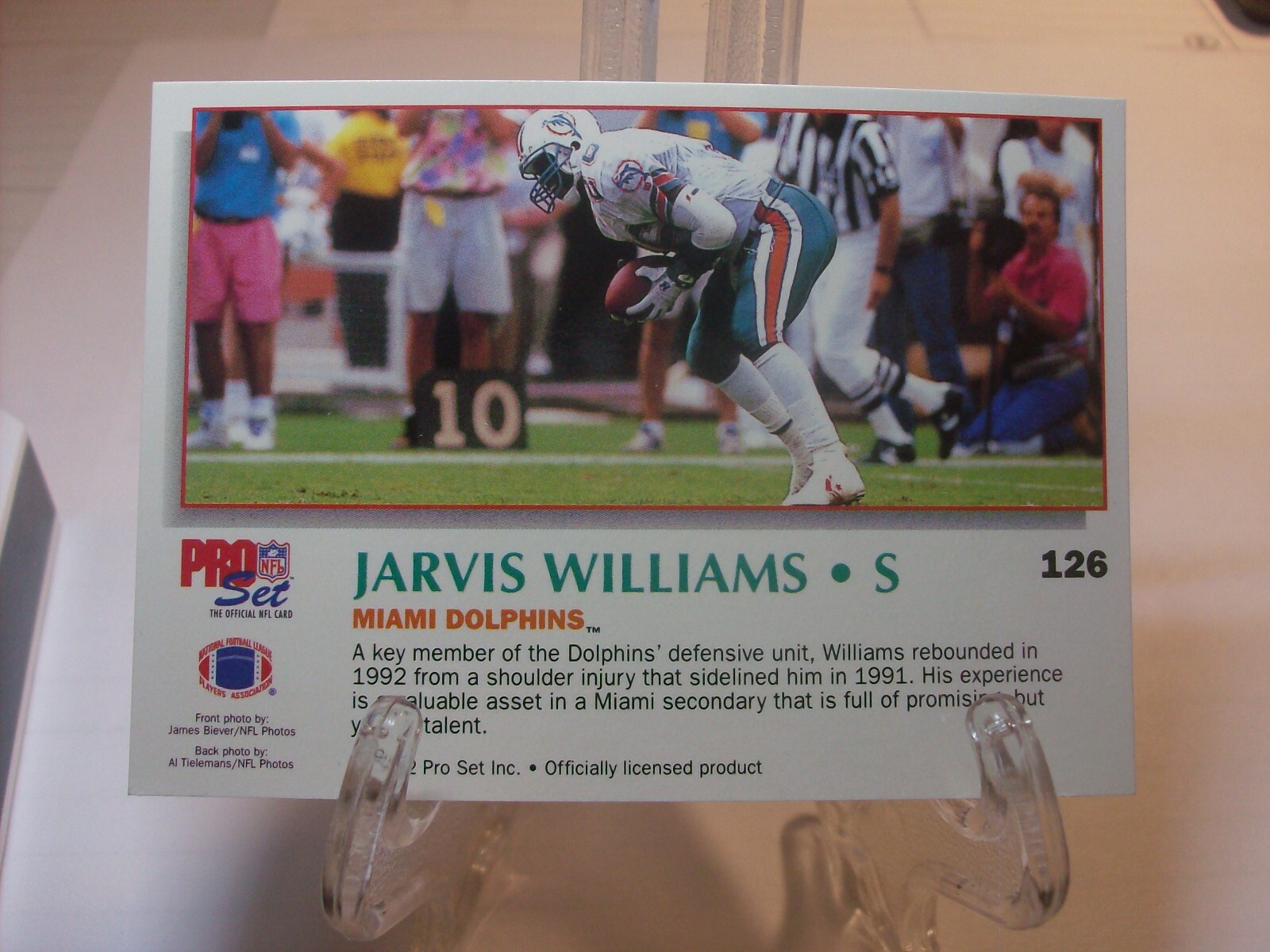 1992 Pro Set Power Football #126 - Jarvis Williams - Miami Dolphins 92 ...
