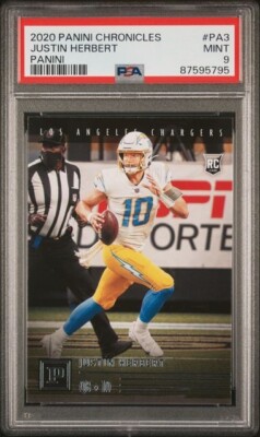 2020 Panini Chronicles Pink Justin Herbert Rookie RC #PA3 PSA 9 LA ...