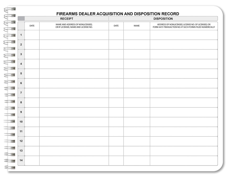 Firearms Acquisition and Disposition A&D Log Book/ATF LogBook/Record ...