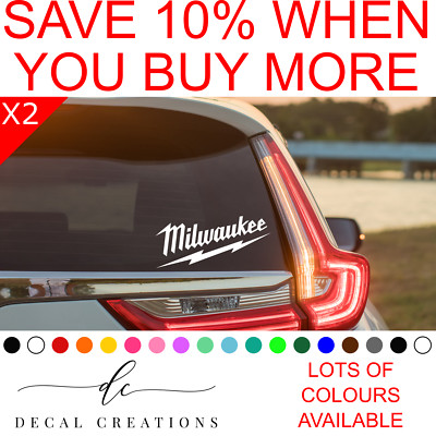 18 colours... MILWAUKEE X2 150MM Decals Windshield Sticker Tool Box Car ...