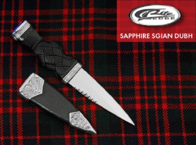 Celtic Scottish Sgian Skean Dubh Dirk Dagger 7" Knife w/ Blue Jewel ...