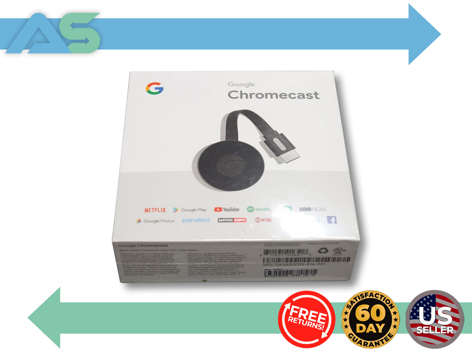 BRAND NEW SEALED Google Chromecast (2nd Generation) HD Media Streamer ...