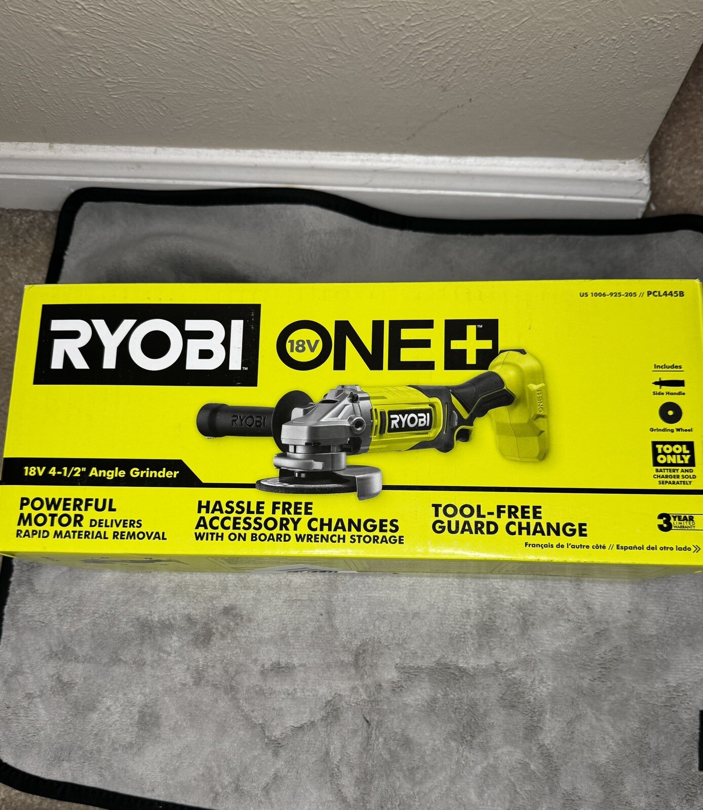 Ryobi ONE+ 18V Cordless 4-1/2 in. Angle Grinder - Tool Only (PCL445B ...