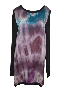 Anthropologie ATINA CRISTINA XS S Dress Tunic Silk Tie Dye Purple Grey ...