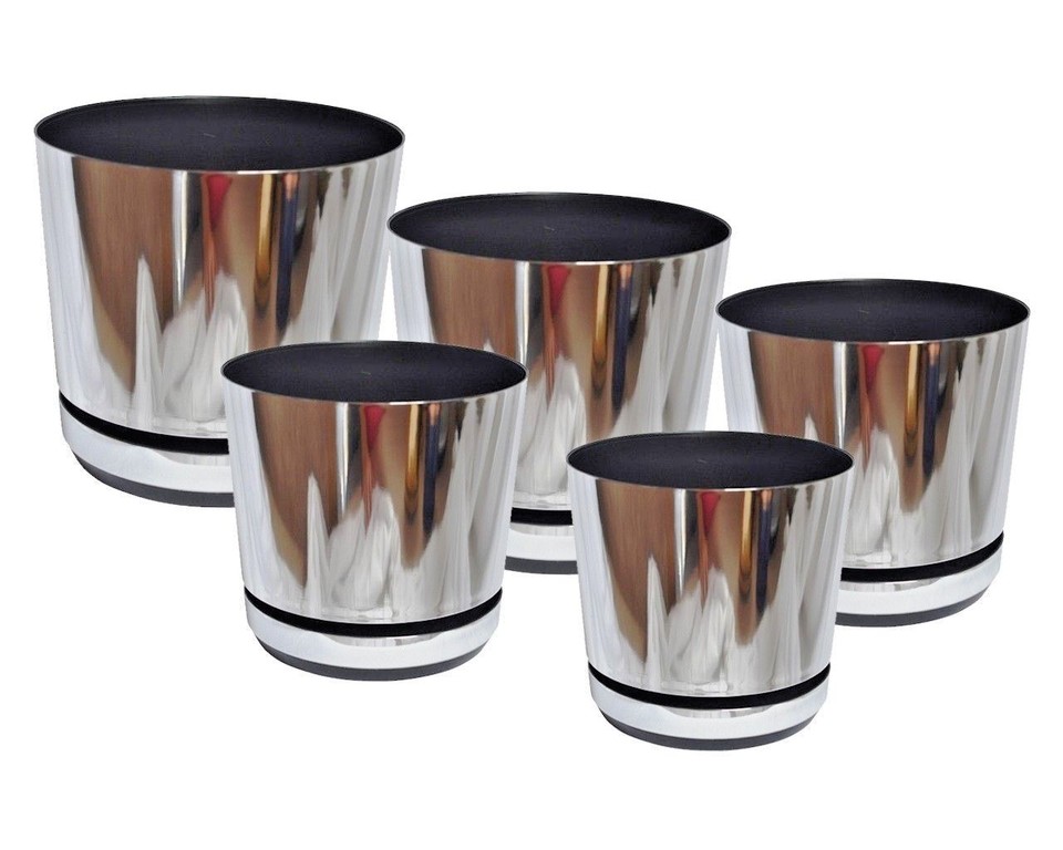 Indoor Plant Pots, 6 sizes – Mirror Plant Pot Planter with Saucer and ...