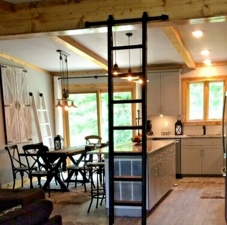 7ft tall-FULLY ASSEMBLED-Black LOFT LADDER plus MOUNTNG KIT-3ft Rail ...