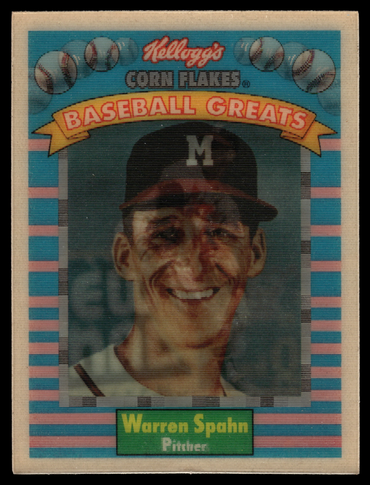 1991 Kellogg's Corn Flakes Baseball Greats Warren Spahn #12 Atlanta ...