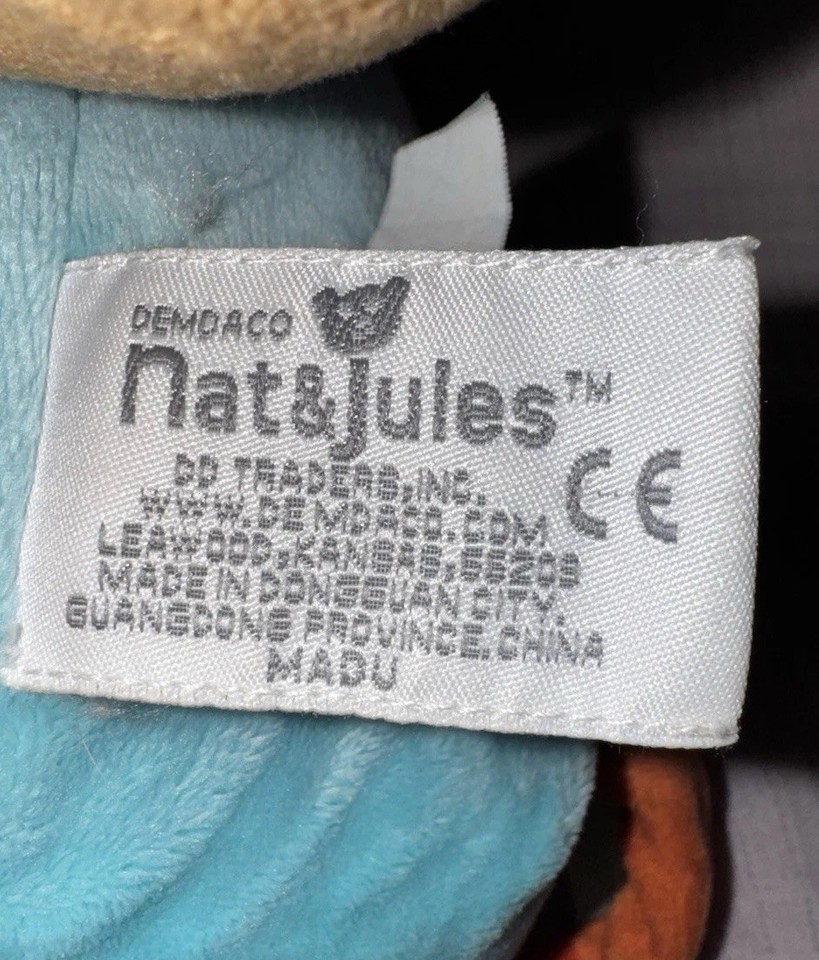 Nat & Jules Pastel Light Blue Monkey Plush Sensory Baby Toy Crinkle ...